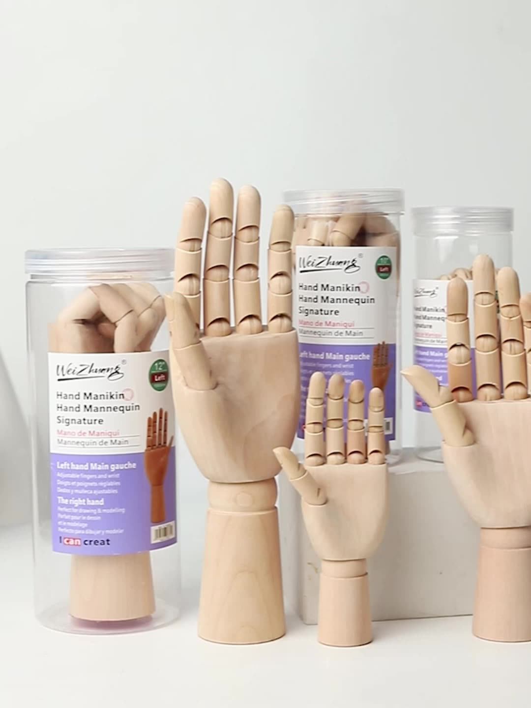 Weizhuang Wooden Sectioned Opposable Articulated Left/right Hand Figure ...