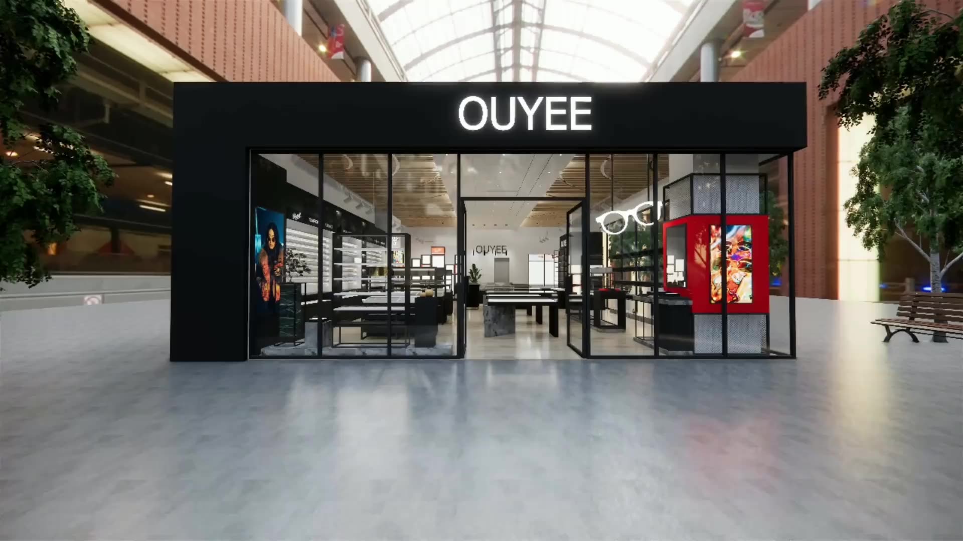 Optical Shop Interior Design Wood Eyewear Cabinet Locking Sunglass ...