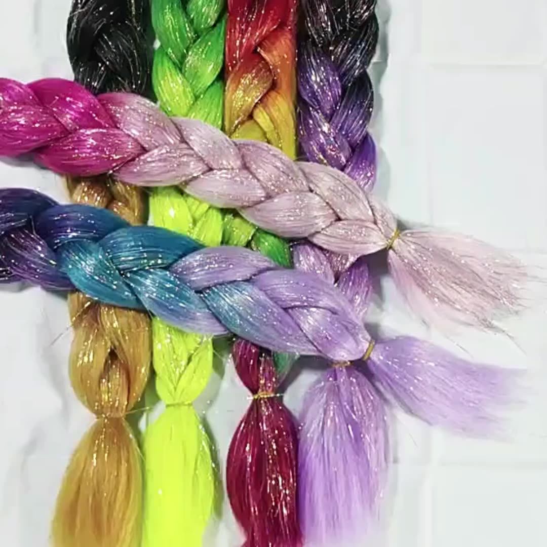 Wholesale Colorful Tinsel Flashing Silk Synthetic Jumbo Hair Braids ...