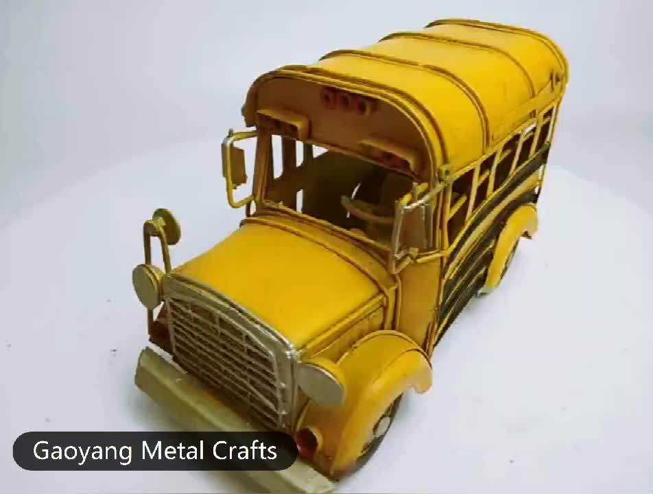Classic Iron School Bus Model Ornaments Home Decoration Antique Bus ...