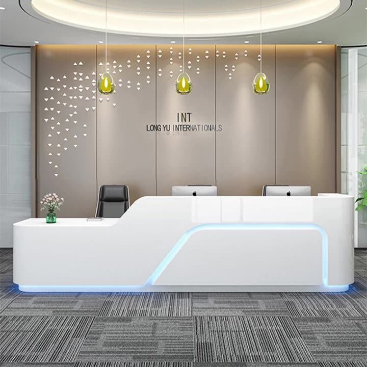Beauty Front Desk Reception Counter High Gloss Small Reception Desk ...