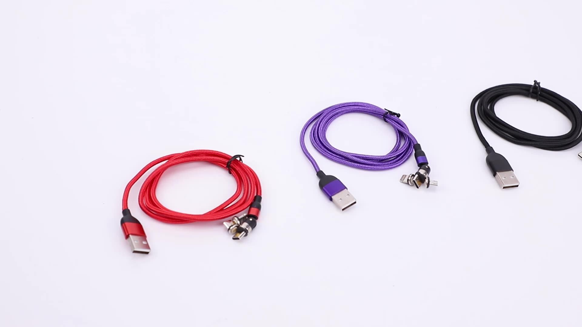 Wholesale On Stock 3 In 1 Rotate Magnetic 540 Degree Usb Charging Cable ...