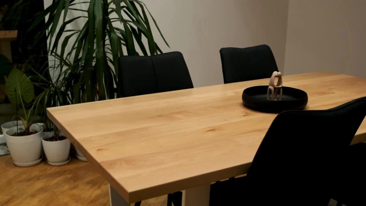 Live Edge Beech Solid Wood Dining Table With Ss304 Cast Iron Wishbone ...