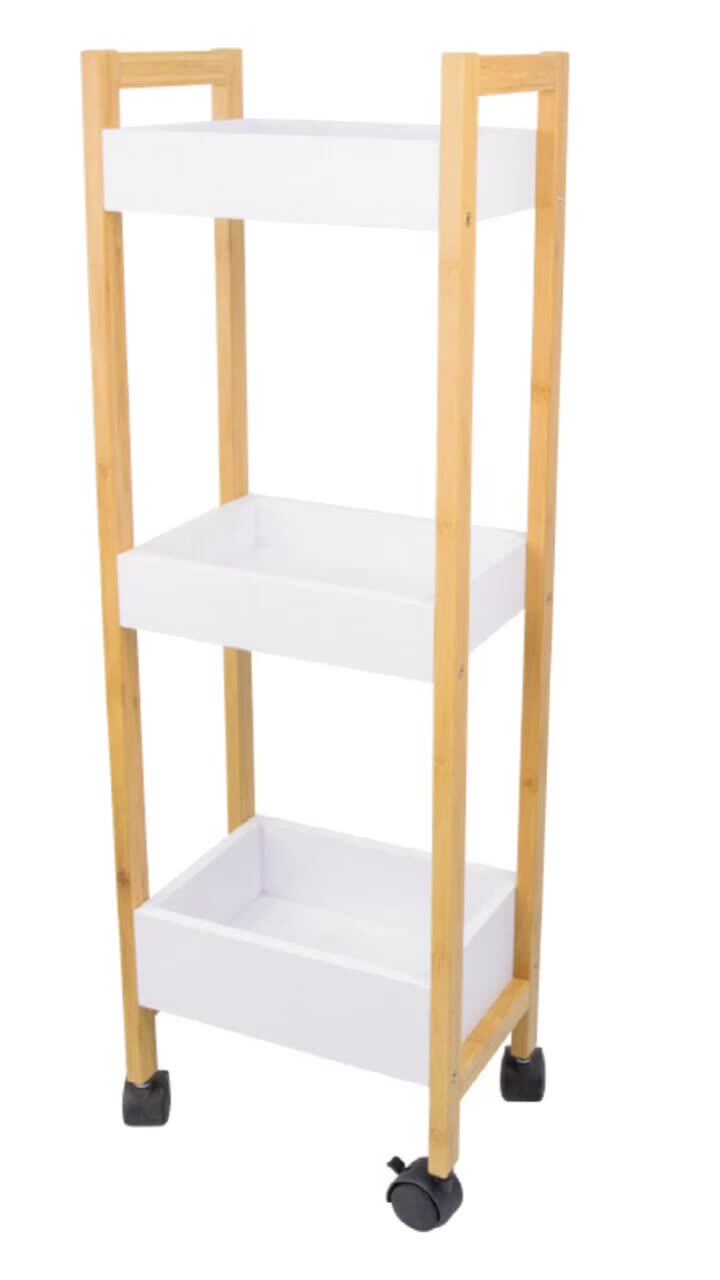 Bambkin Bamboo Storage Rack Bamboo Frame With White Mdf Board Tray ...