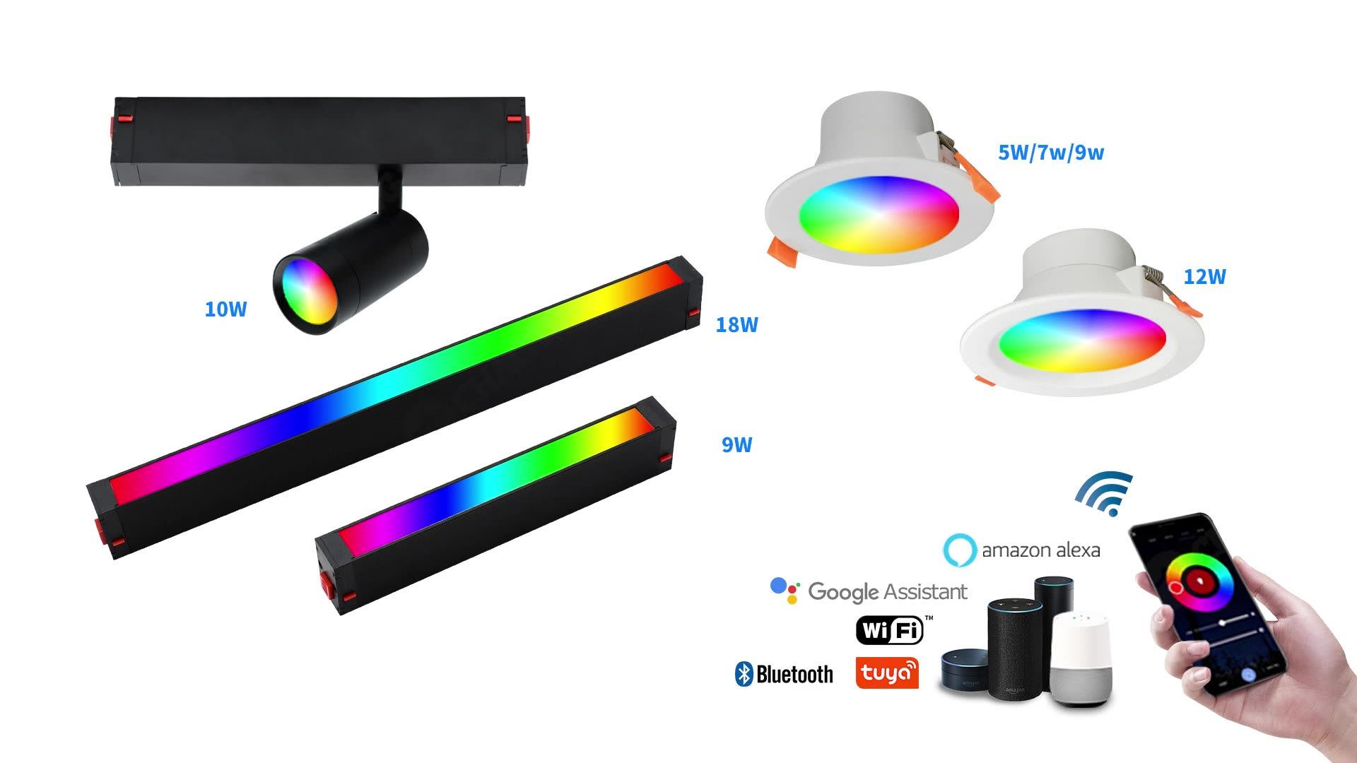 Linear Led Track Lights Recessed Cylinder Downlight Tuya Smart Wifi ...