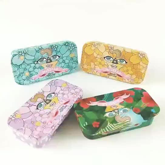 Custom Printing Solid Perfume Square Slide Top Metal Tin Containers ...