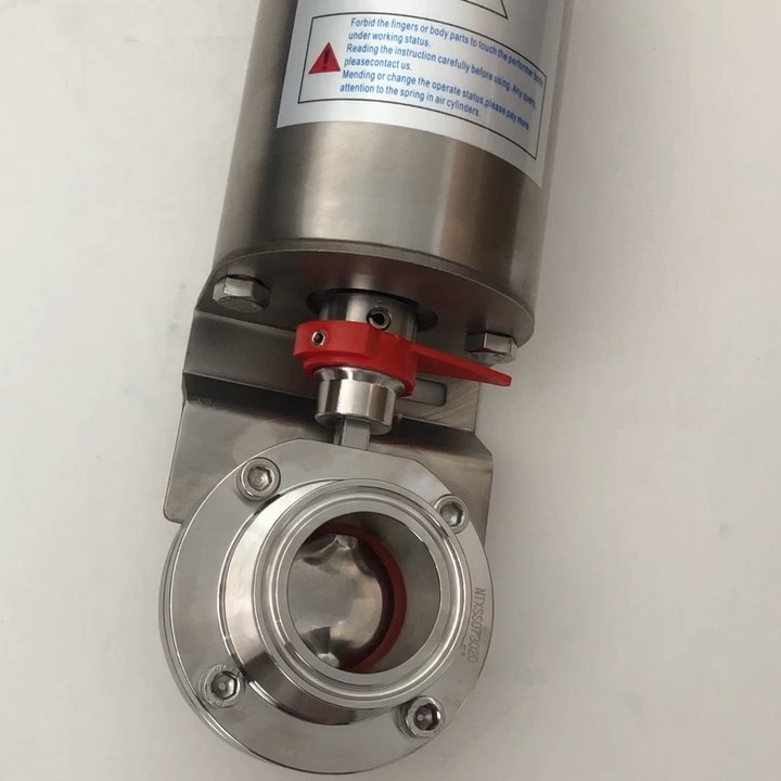 Sanitary Pneumatic Actuated Tri Clamp Ferrule Ends Butterfly Valve ...