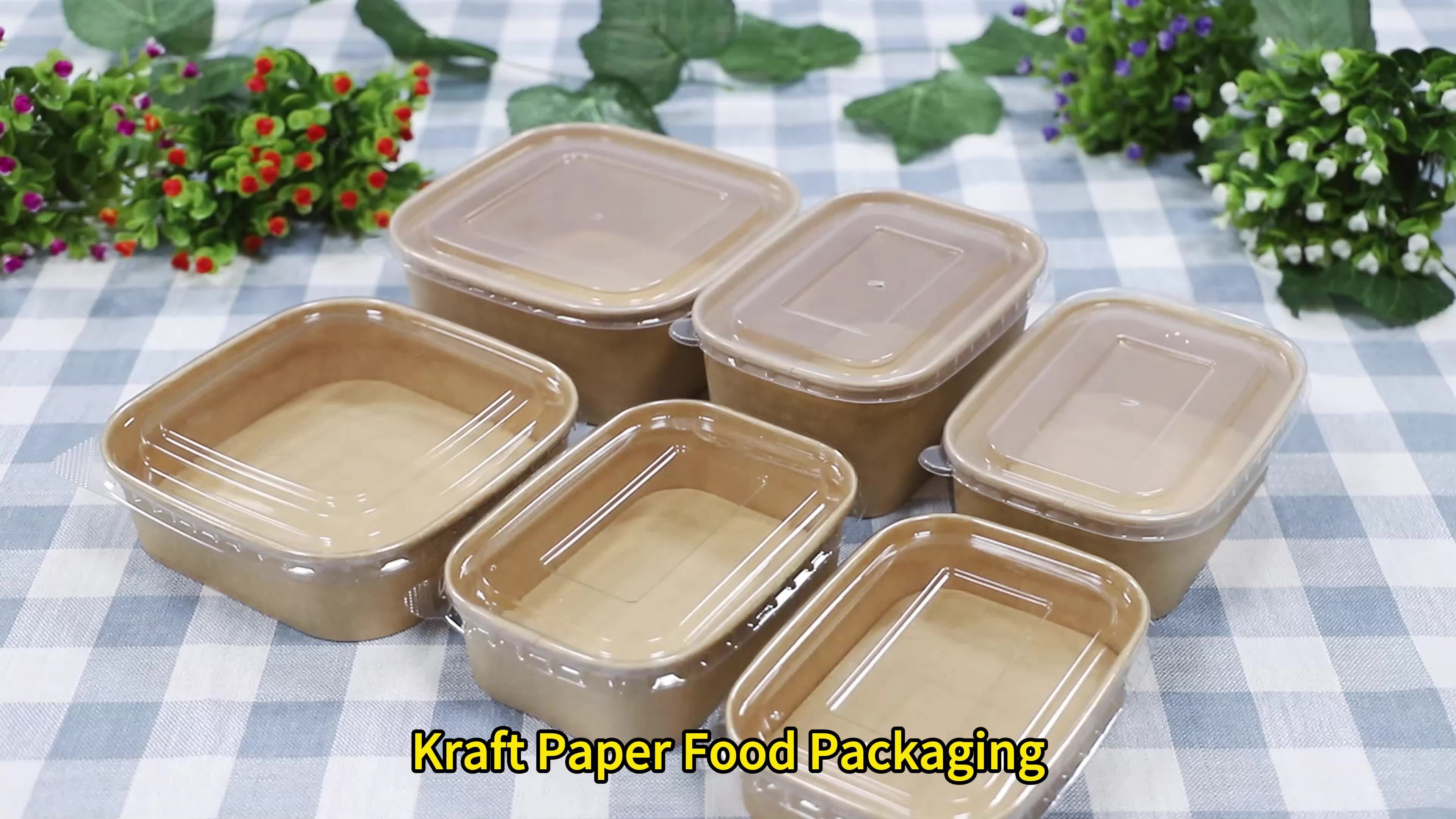 Kraft Paper Recyclable Take Away Disposable Rectangular Square Kraft ...