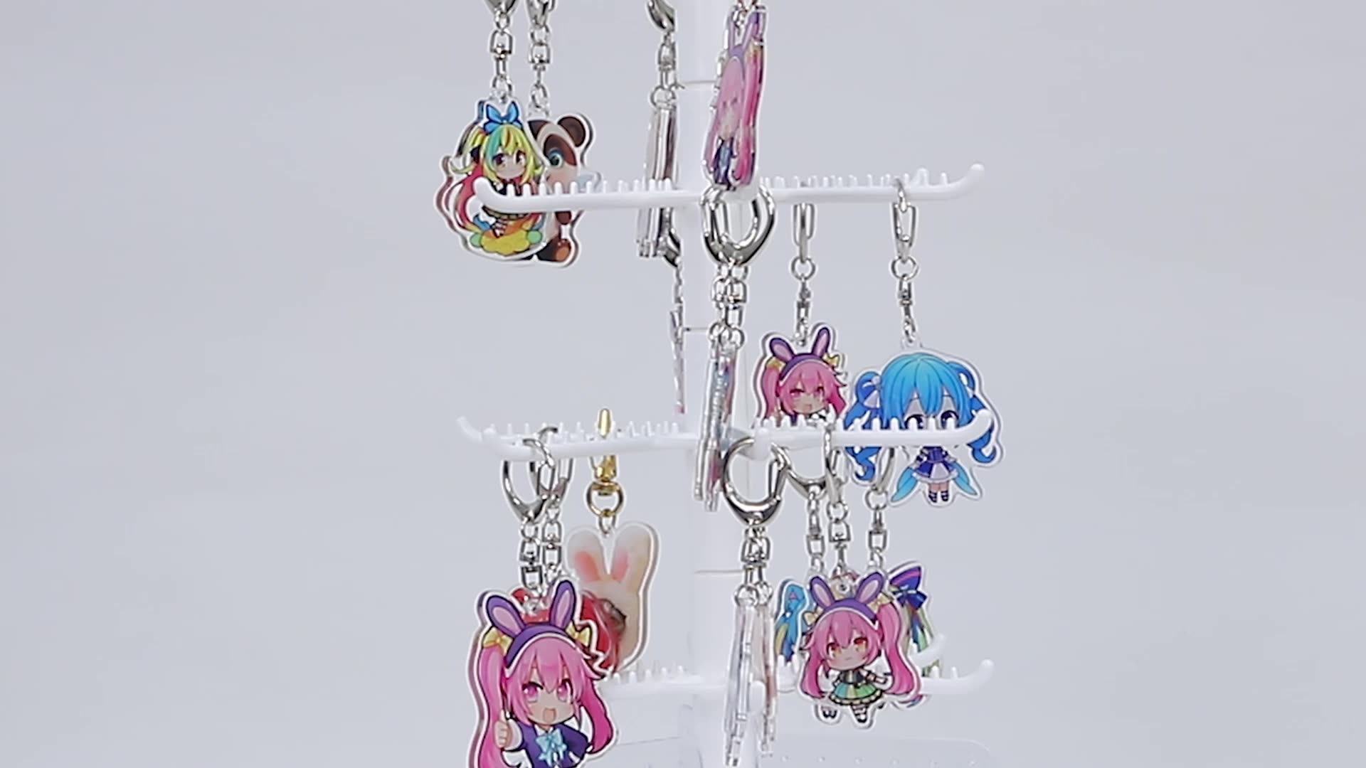 Custom Anime Print Glitter Epoxy Holographic Keychain Transparent ...