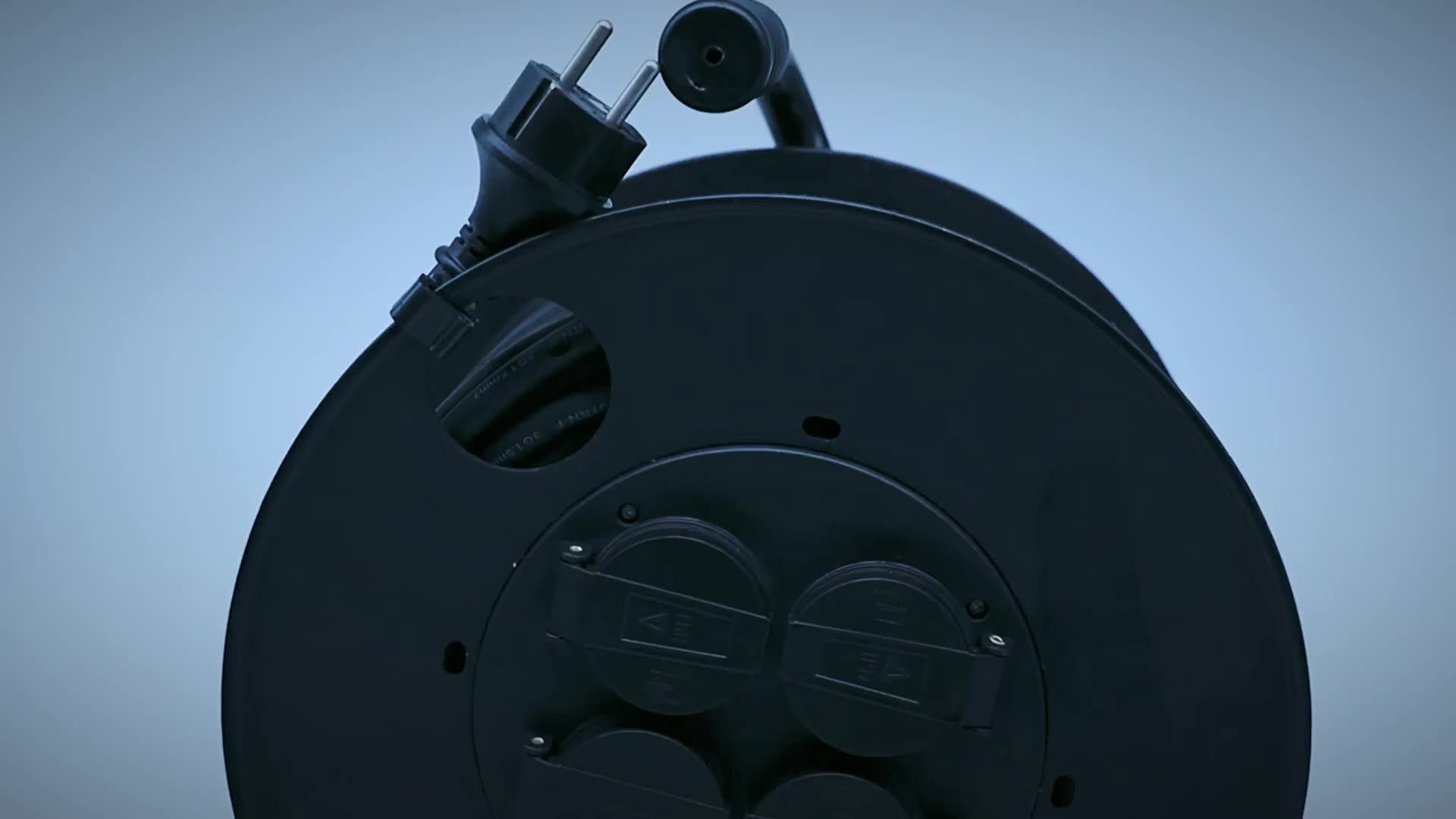 Germany 50m 4 Way Rubber Extension Power Cord Retractable Cable Reel ...