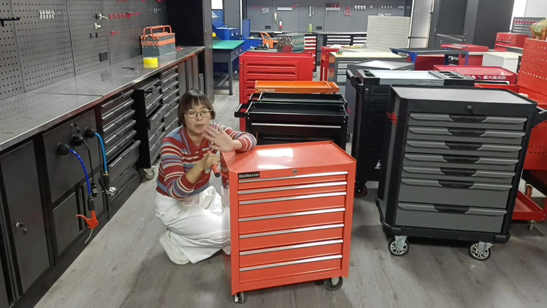 Custom Drawer Heavy Duty Rolling Tool Car Parts Storage 3 Layers Side ...