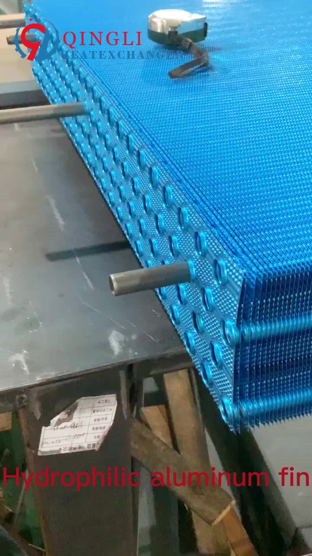 Bule Fins Refrigeration Chiller Air Condition Condenser With Fan Copper ...