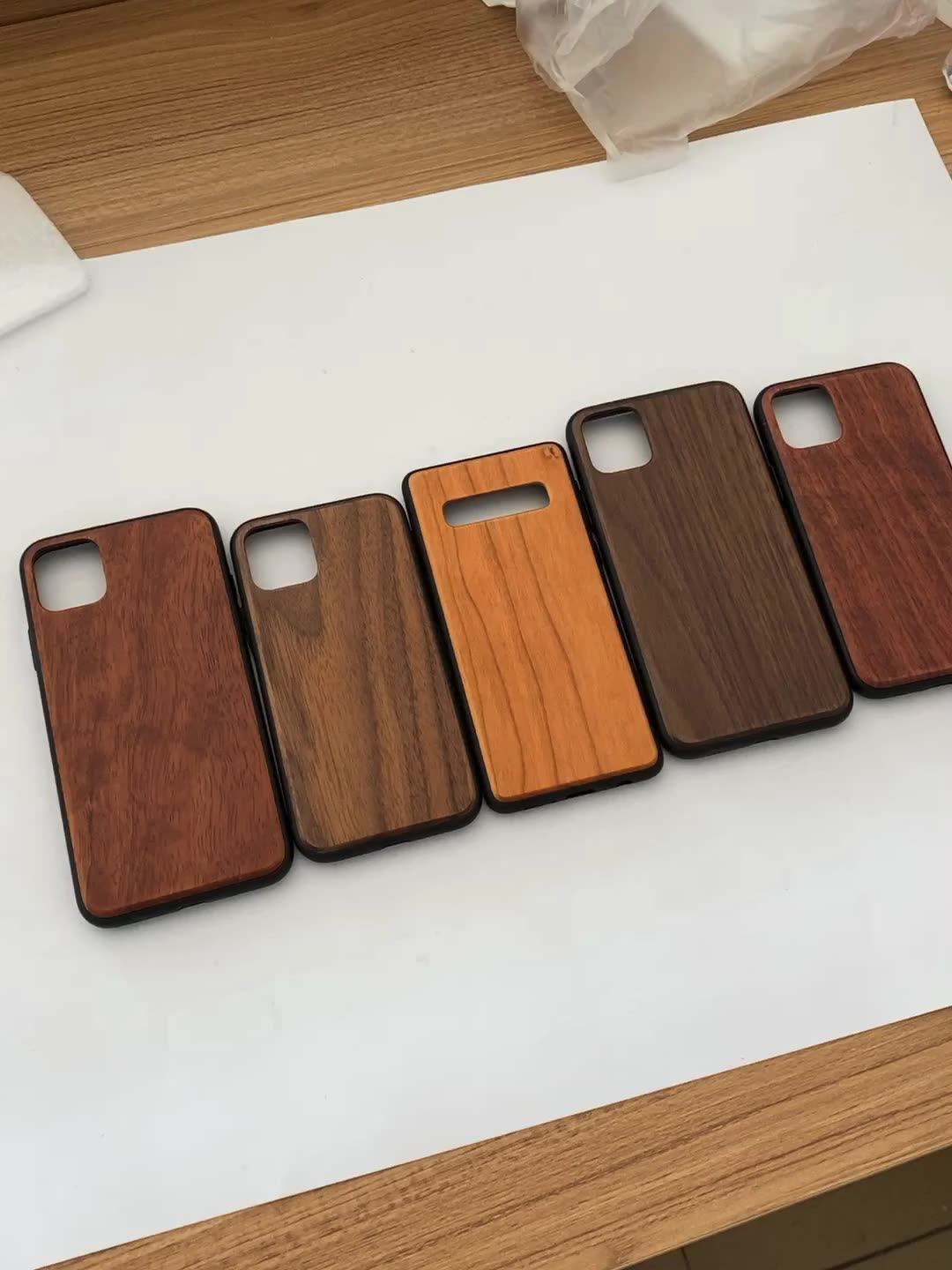 Custom Fiber Full Wood Telefoon Achterkant Cover Blanco Echt Houten ...