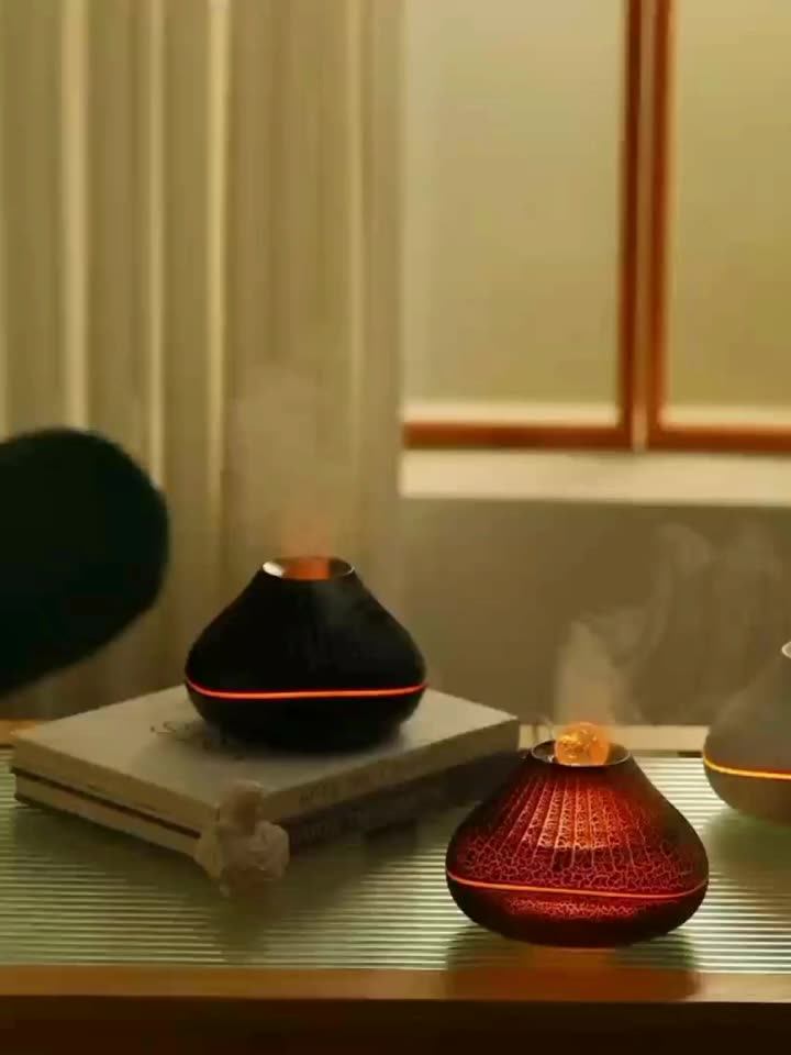 Household Use Fire Flame Diffuser Humidifier 160ml Portable Volcano ...