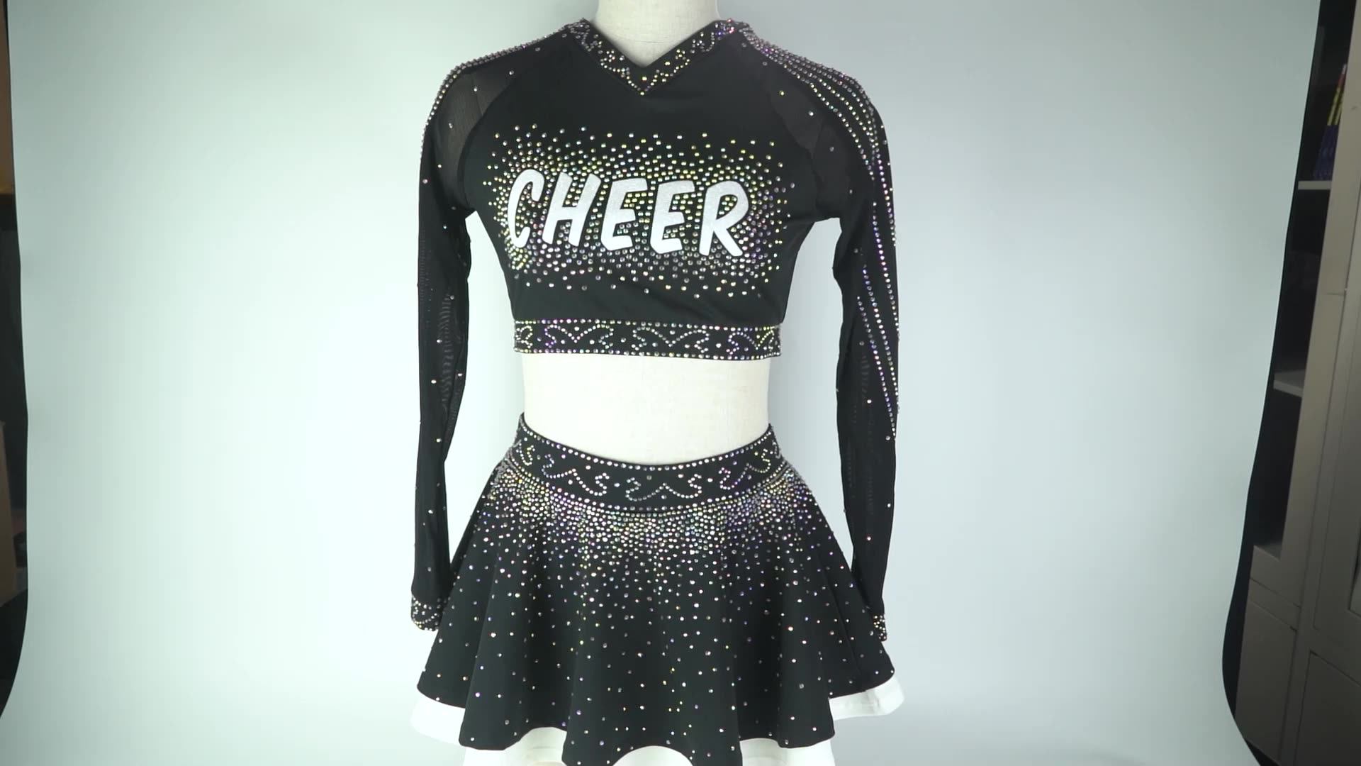 New Arrival Rhinestones Cheerleading Outfits Custom Logo All-star ...