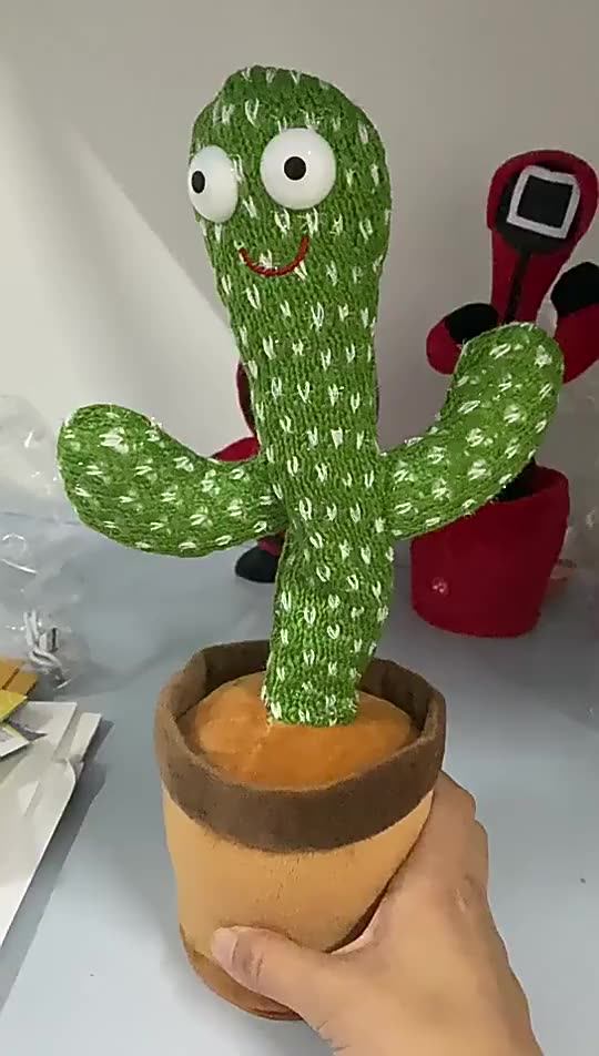 Electric Plush Toy Plush Flower Pot Twist Dance Cactus Doll Can Talk ...