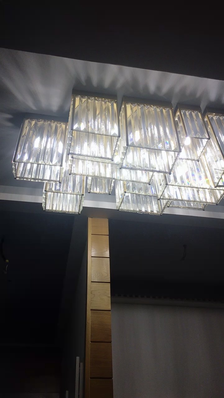 Modern Rectangular Island Crystal Chandelier Lighting Fixture Large ...