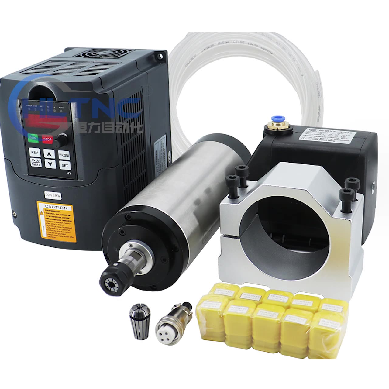 Cnc Router Parts Hltnc 2.2kw Er20 Water Cooled Spindle Motor Kit 24000rpm High Accuracy 220v ...