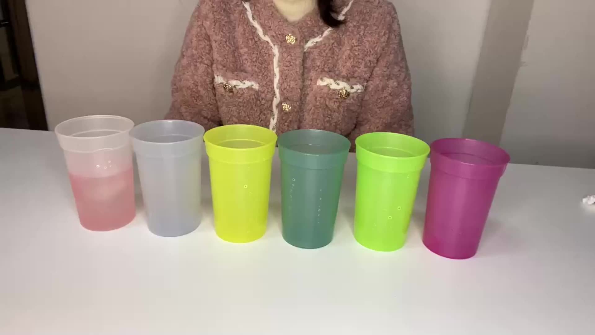 Plastic Reusable Cold Magic Drinking Temperature Change Color Cup With ...