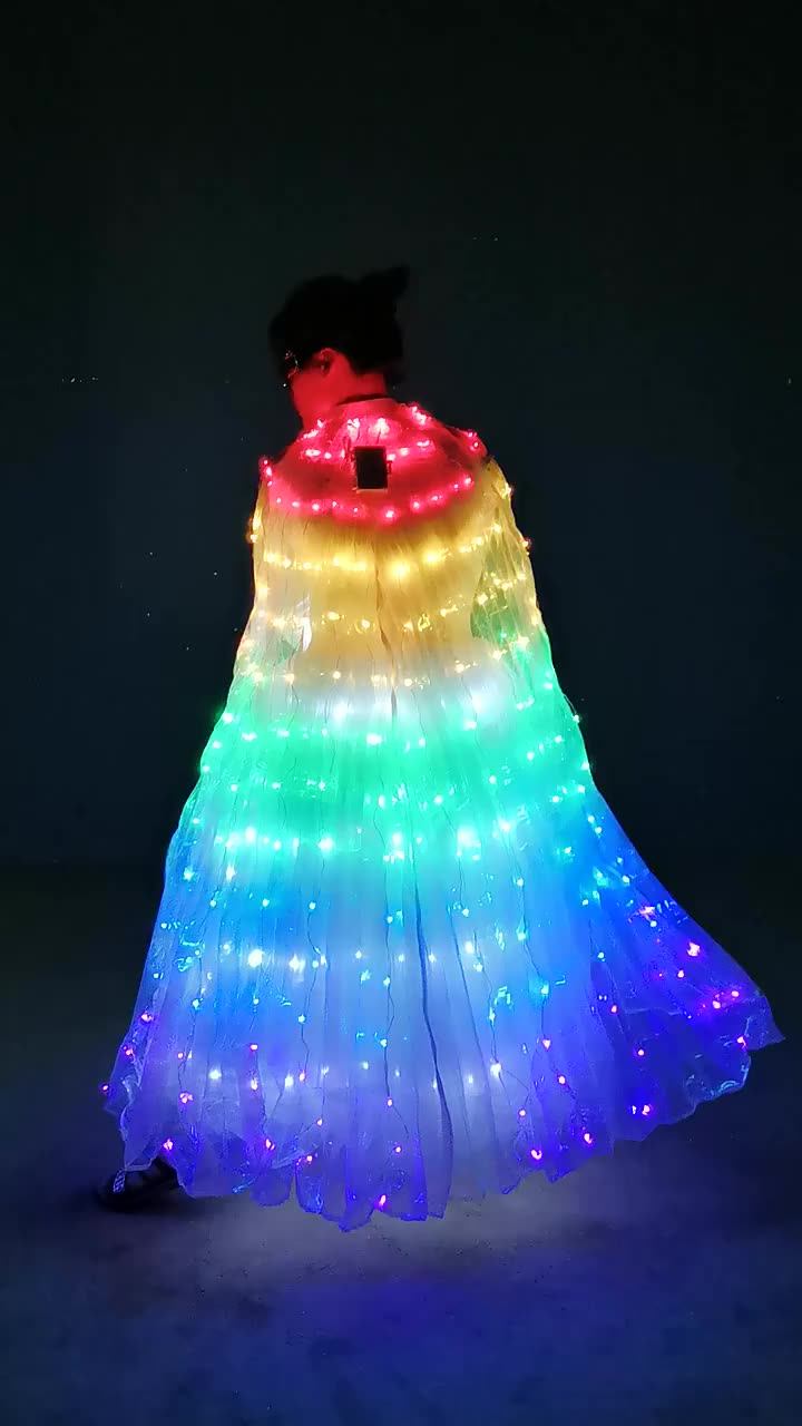 Hot Sale Led Belly Dance Wings Light Up Capes Girls Colorful Butterfly ...