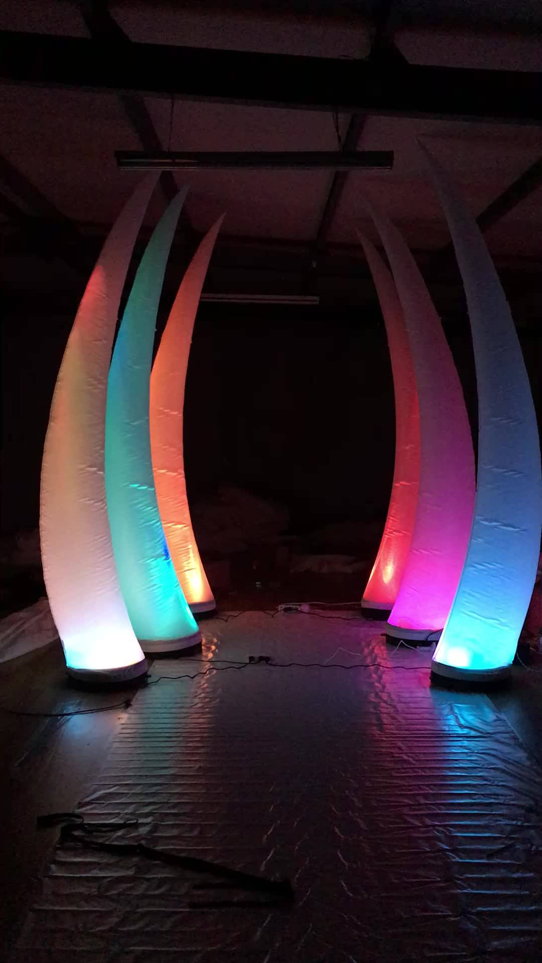 4m Tall Inflatable Pillars Tusk Led Light Birthday Party Decoration ...