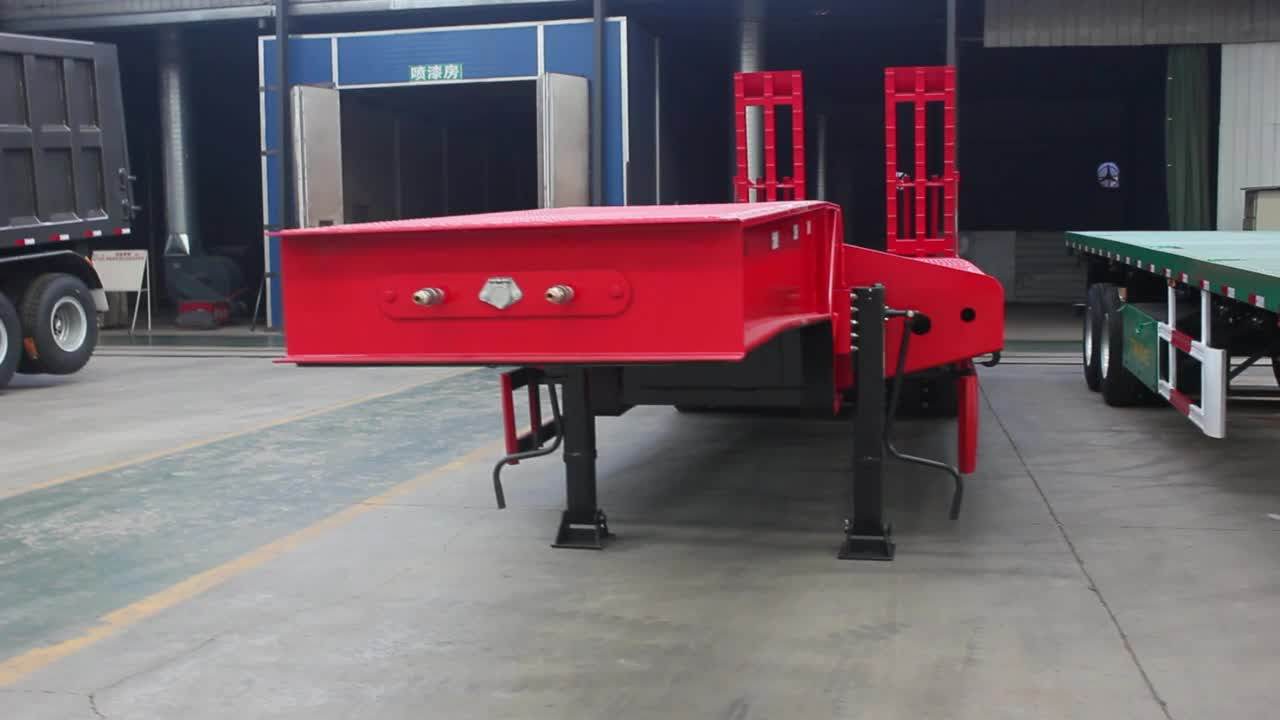 3 Axles 80t Lowbed Lowboy Low Flatbed Loader Drop Deck Trailer For Sale ...