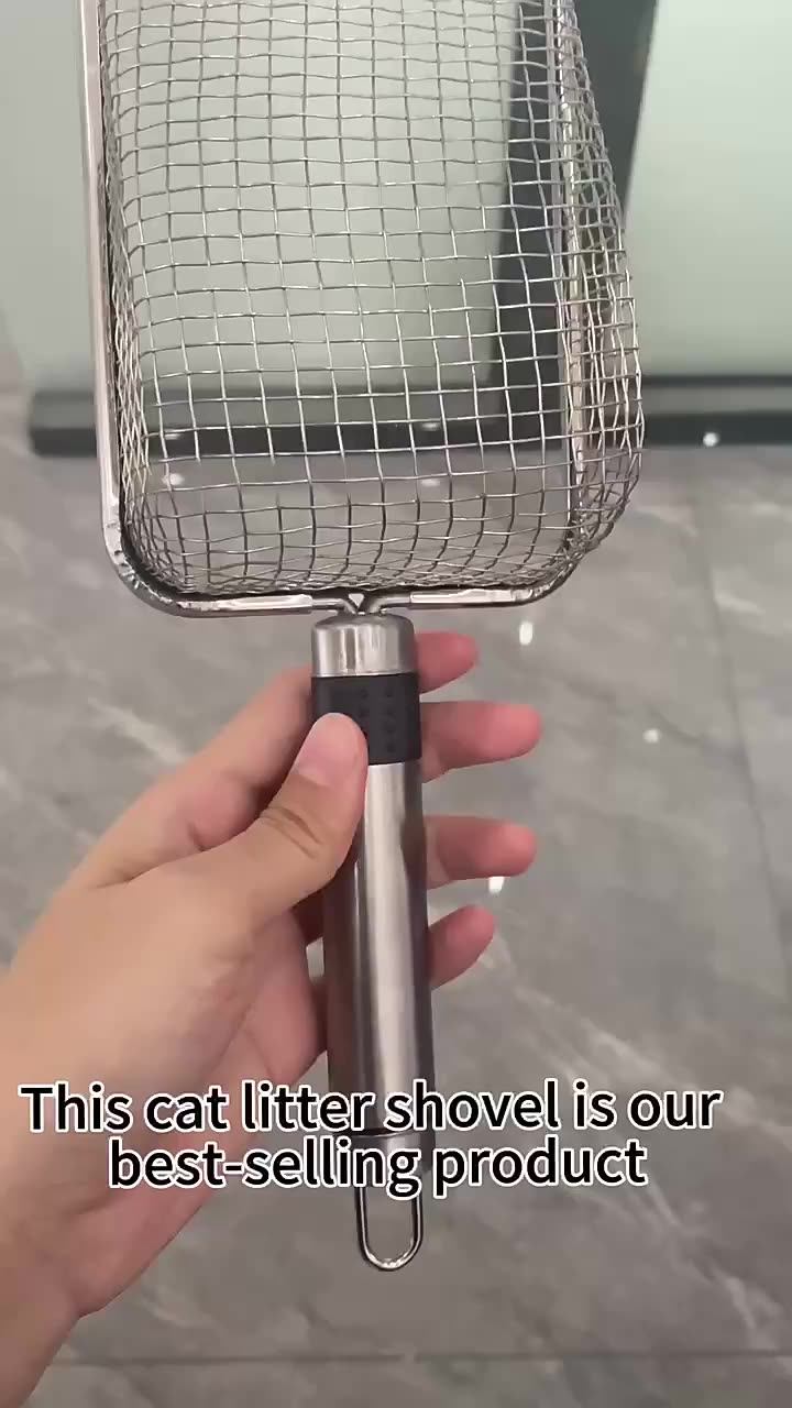 Heavy Duty Pet Stainless Steel Long Handle Non-stick Cat Litter Scoop ...