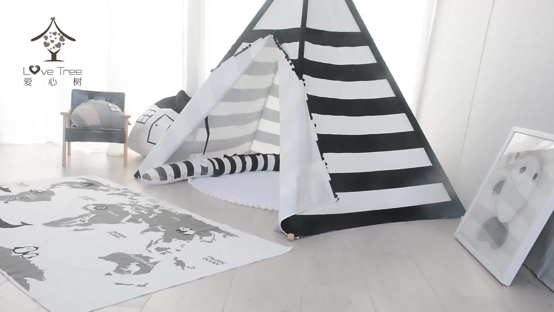 Ninghai Lovetree Kids Tents Tipi Stripe Wicker Teepee Tent Canvas Tee ...