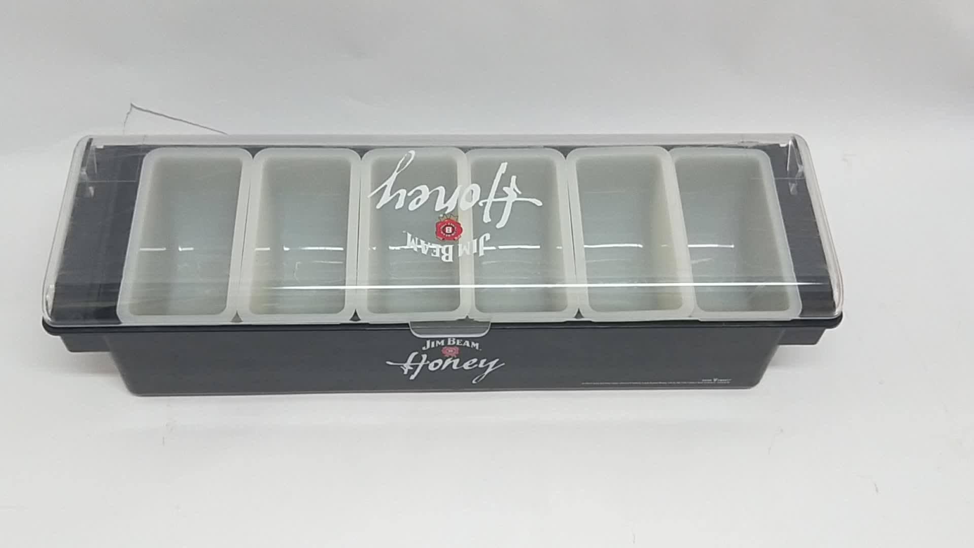 Cocktailor Bar Top Food And Condiment Dispenser 6 Tray Plastic Garnish ...