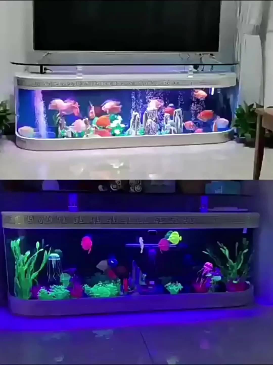 Custom Large Transparent Cube With Led Lighting Tv Stand Table Fish ...