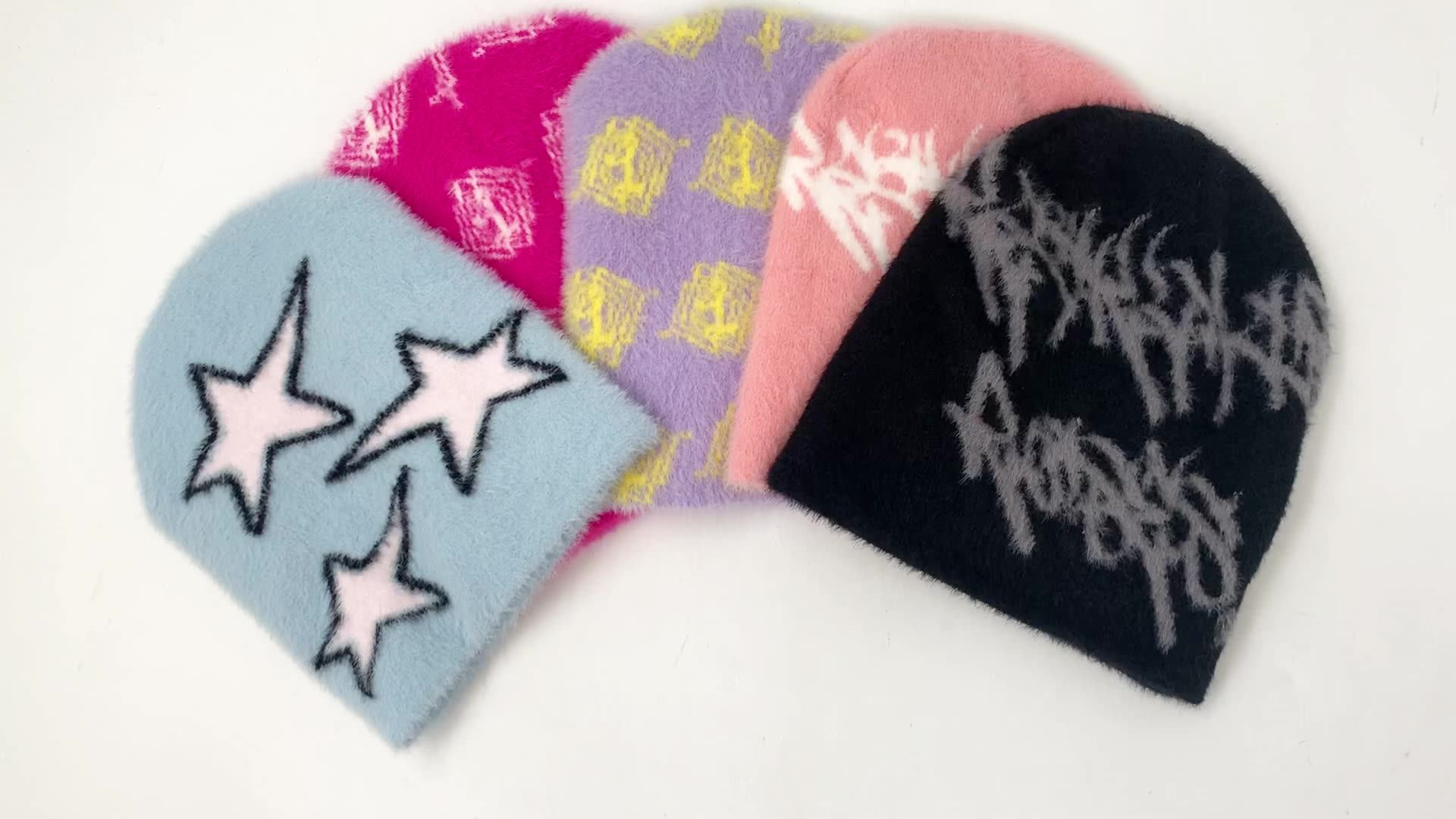 Unisex Custom Y2k Gothic Logo Fashion Warm Mohair Jacquard Knit ...