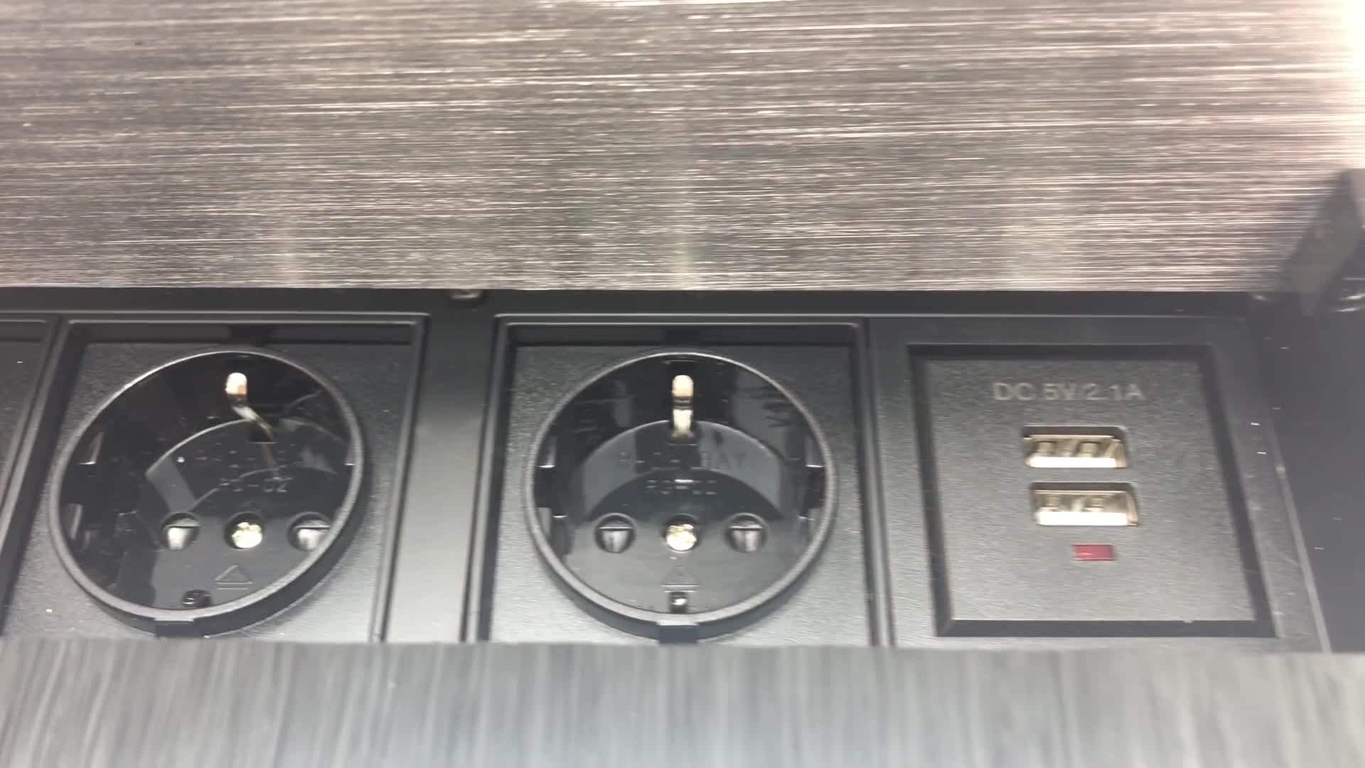 Hidden Table Power Outlet Flip Up Brush Socket Aluminum Alloy Tabletop ...