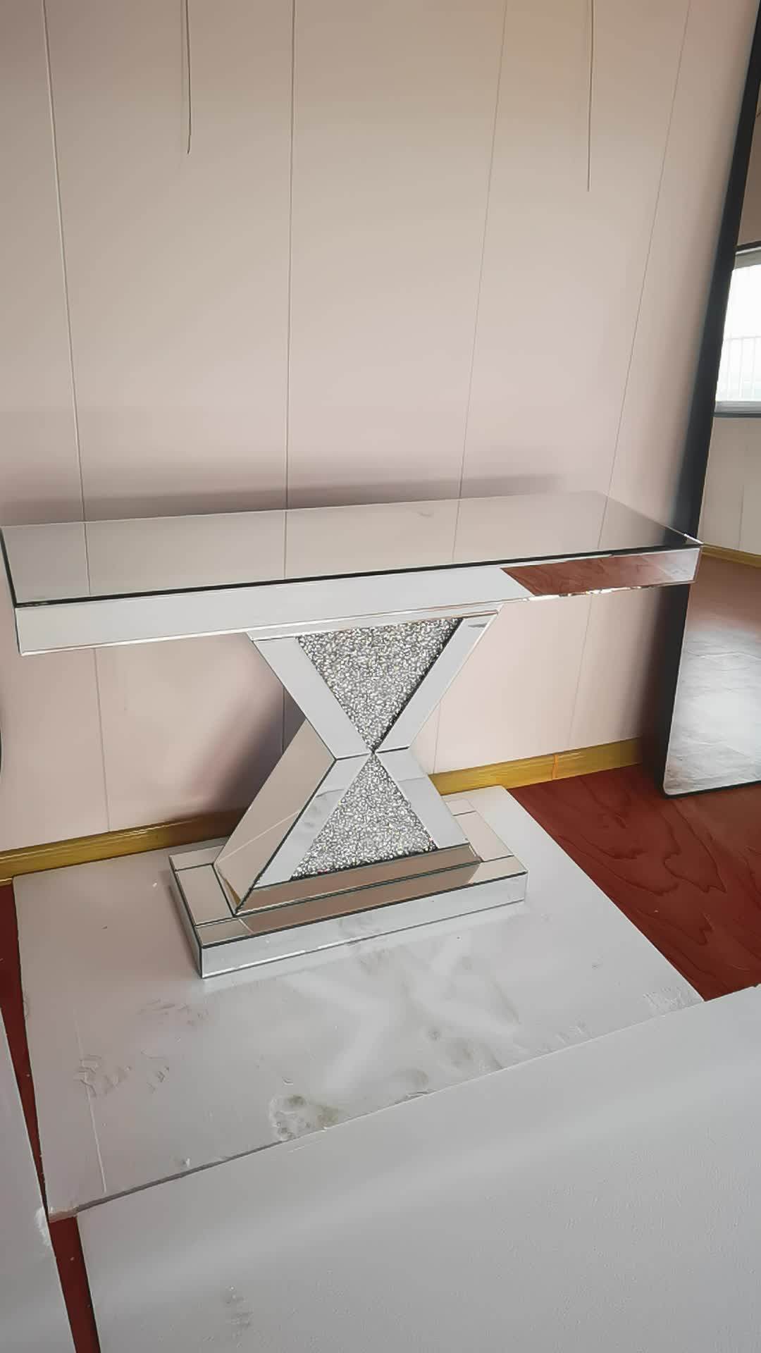 Sparking Modern Livingroom Mirrored Furniture Crushed Diamond Console ...