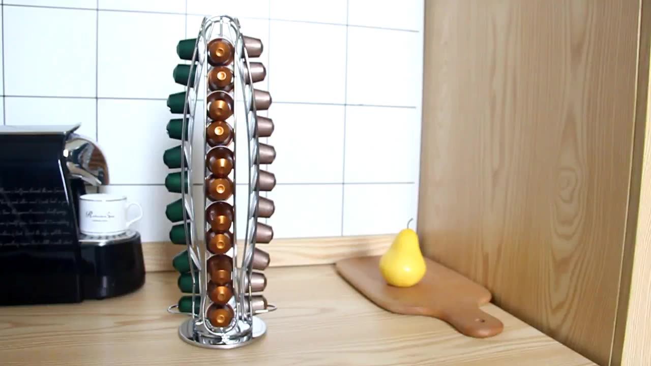 Iron Metal Chrome Rotating Decorative Nespresso Rack Coffee Capsules ...