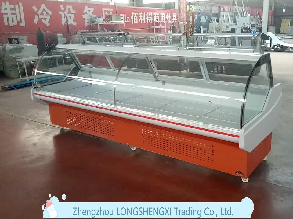 Fresh Meat Display Refrigerator Chiller Low Price Curved Glass Meat ...