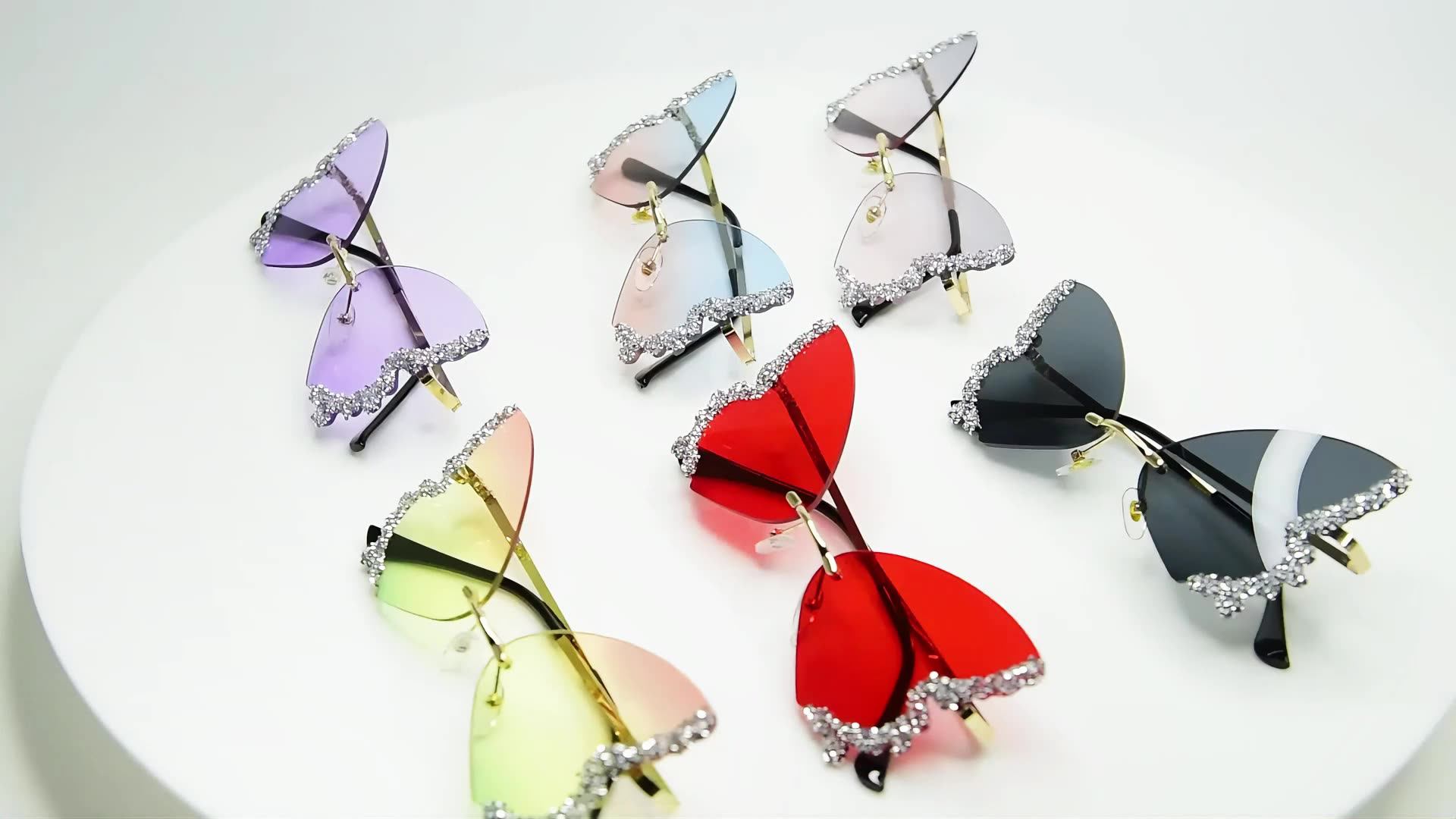 New Luxury Fashion Butterfly Glasses High Quality Rhinestone Sunglasses ...