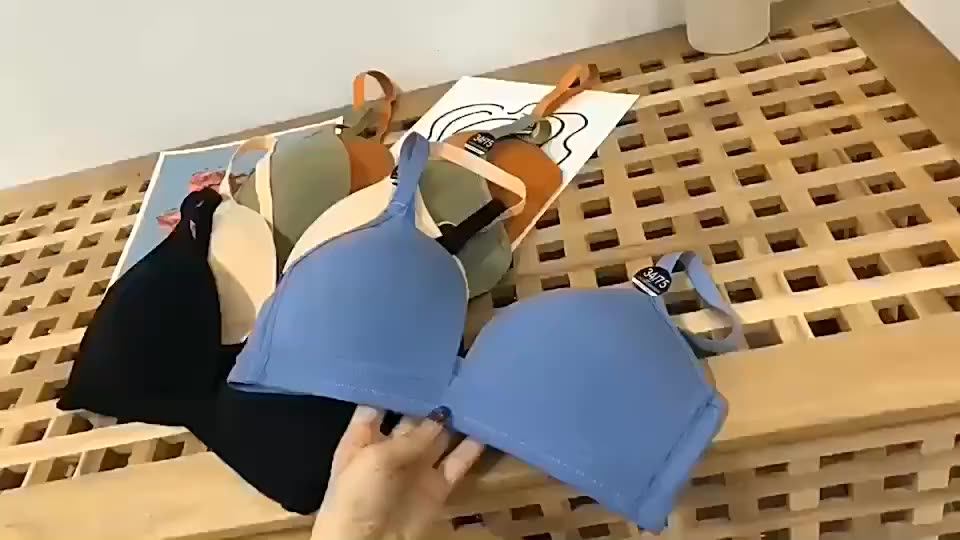 Cotton Female Lingerie Seamless Bra For Woman Wire Free Push Up Solid ...