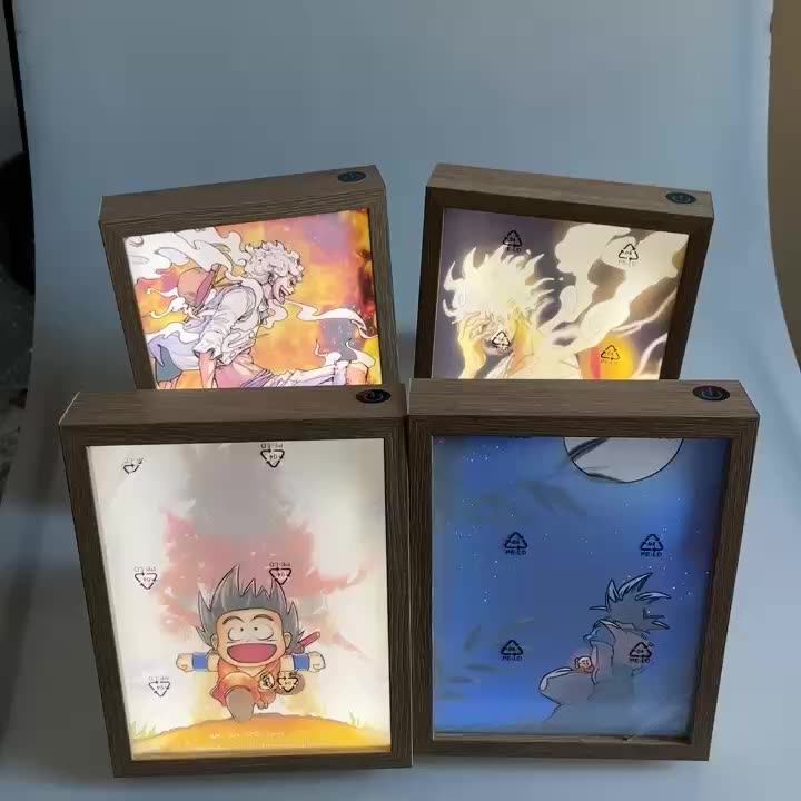 24 Designs 23*17cm Genshin Impact Painting With Led Light Anime Cartoon ...