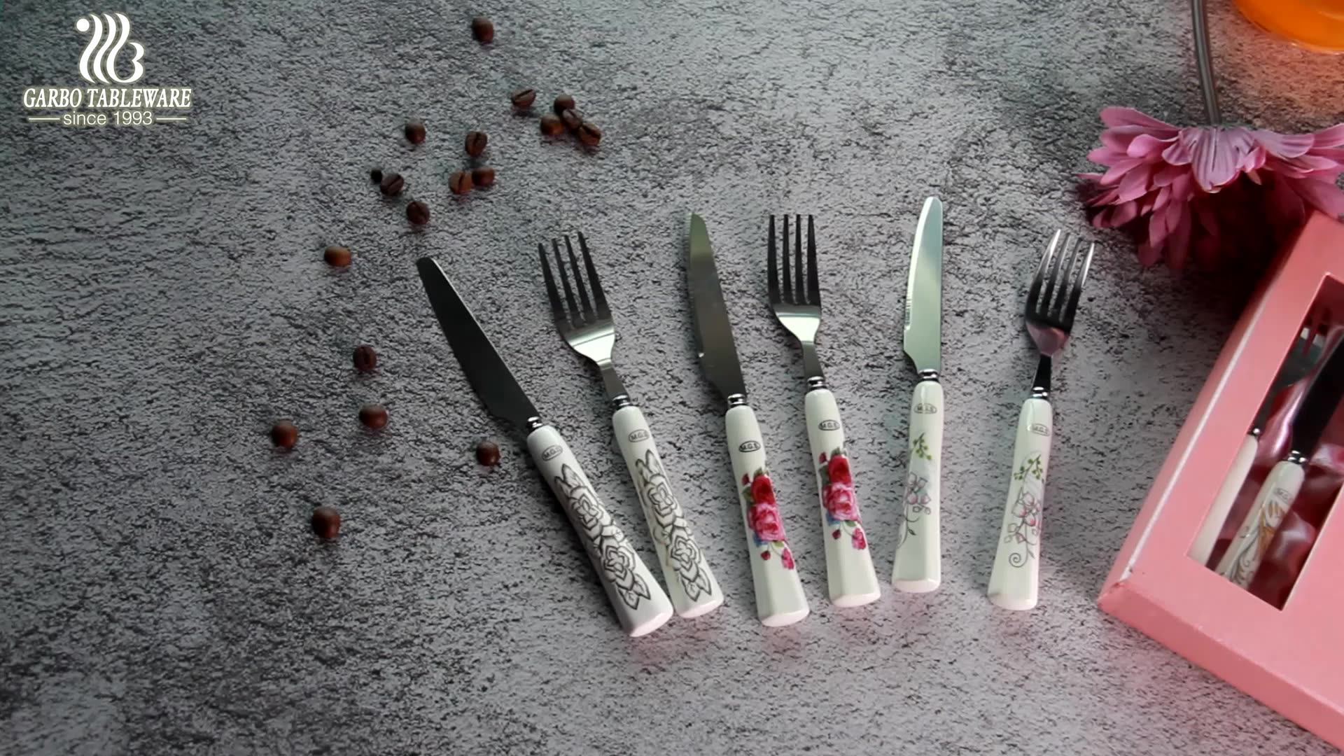 Factory Cheap Mini Ceramic Handle Cutlery Set Portable Fruit 18/0 ...