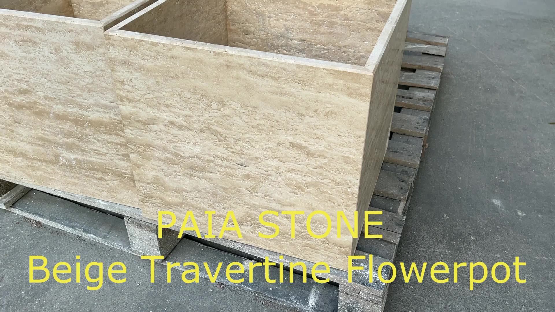 Beige Travertine Flower Pot Planters Flower Pots Size Natural ...