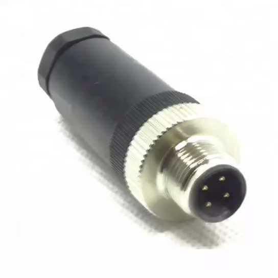 M12 Connector 4 Pin Low Current Power Cable Joint Types Waterproof ...