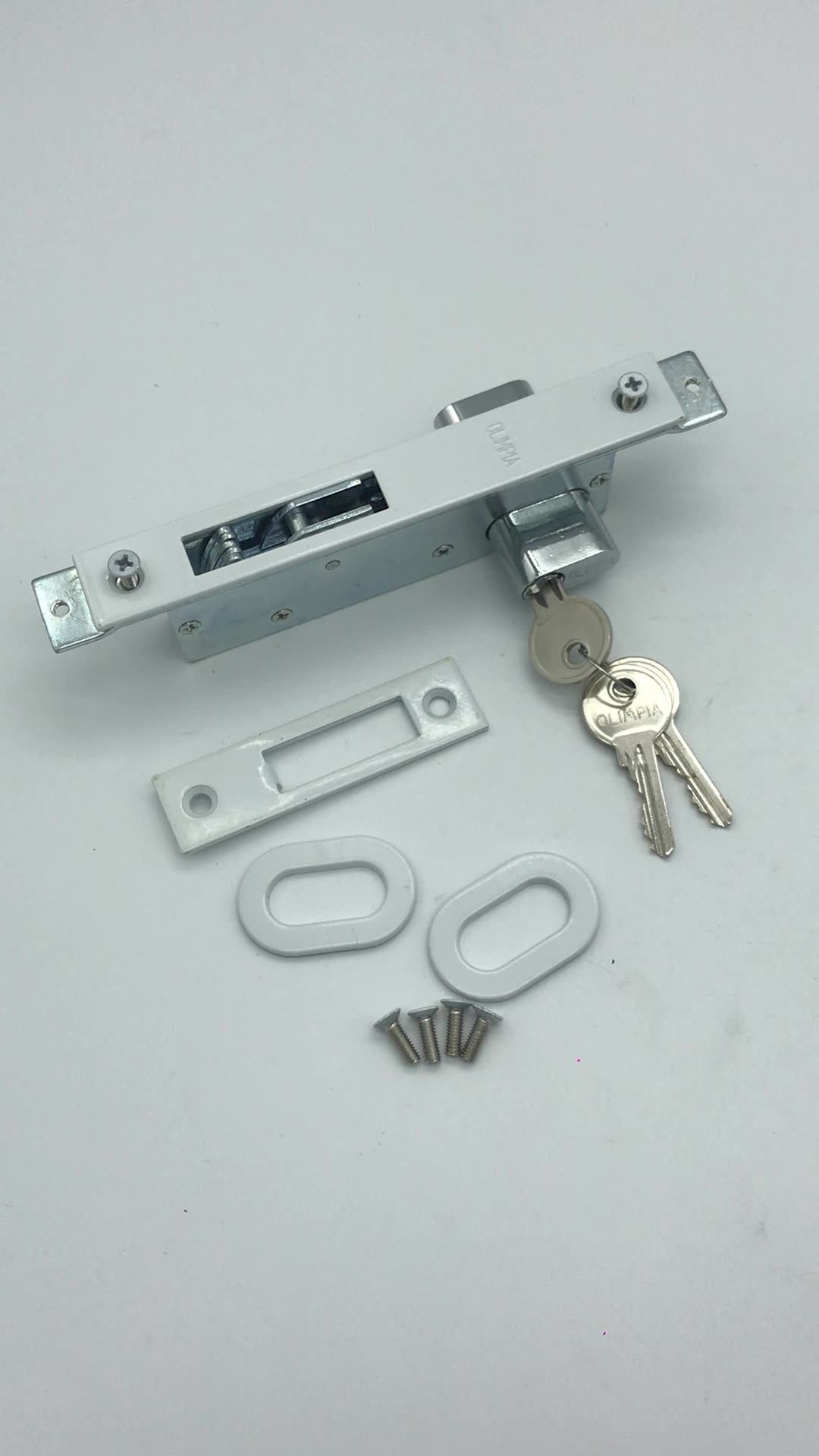 Double Open Aluminum Door Mortise Narrow Profile Lock With 3 Brass Key ...