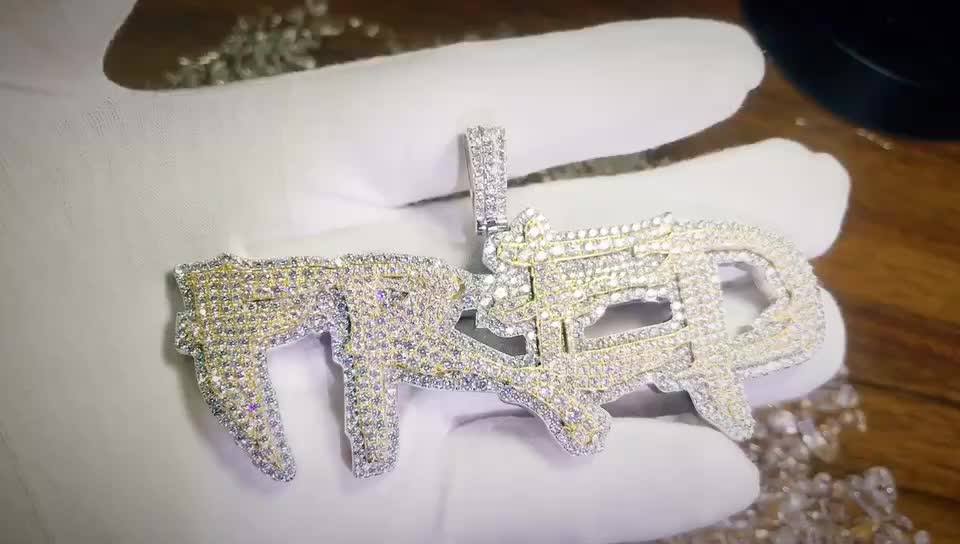 Custom Made Hip Hop Jewelry Urban Style 925 Sterling Silver Gold Plated ...