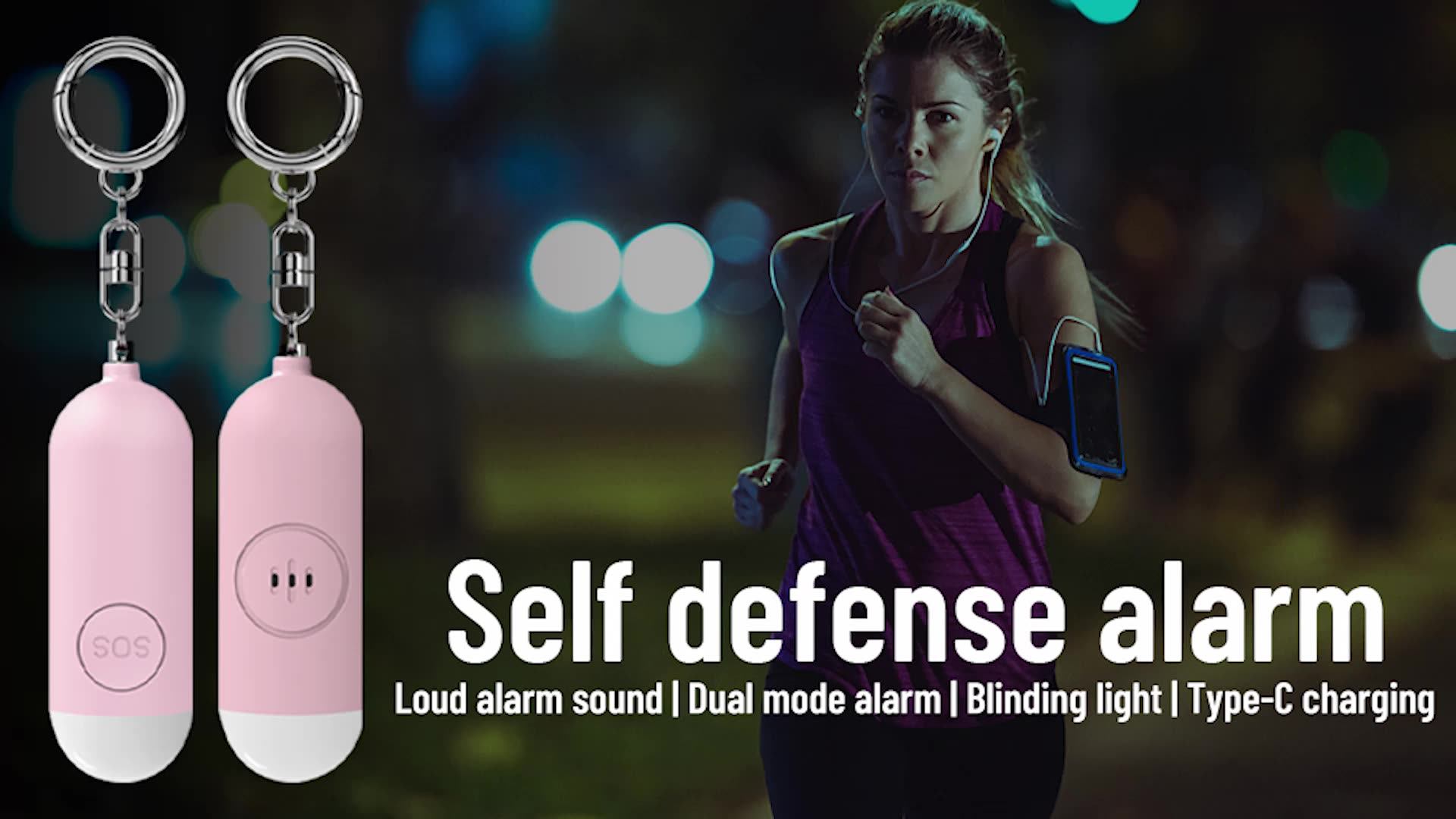 140db Emergency Self Defense Alarm Keychain Safety Defence Key Chain ...