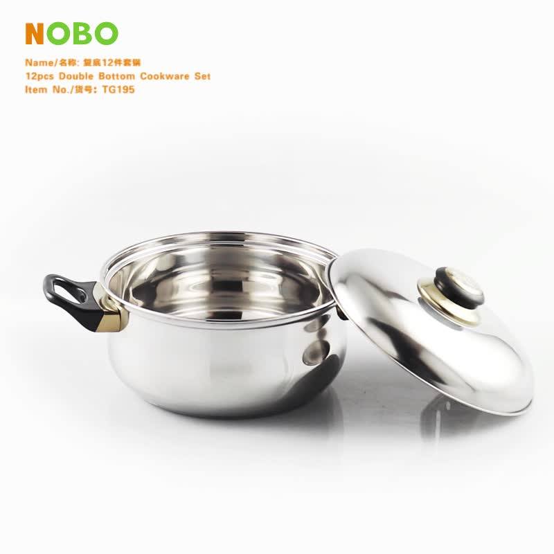 Sus201 Double Bottom 12pcs Stainless Steel Cookware Set - Buy 12pcs ...