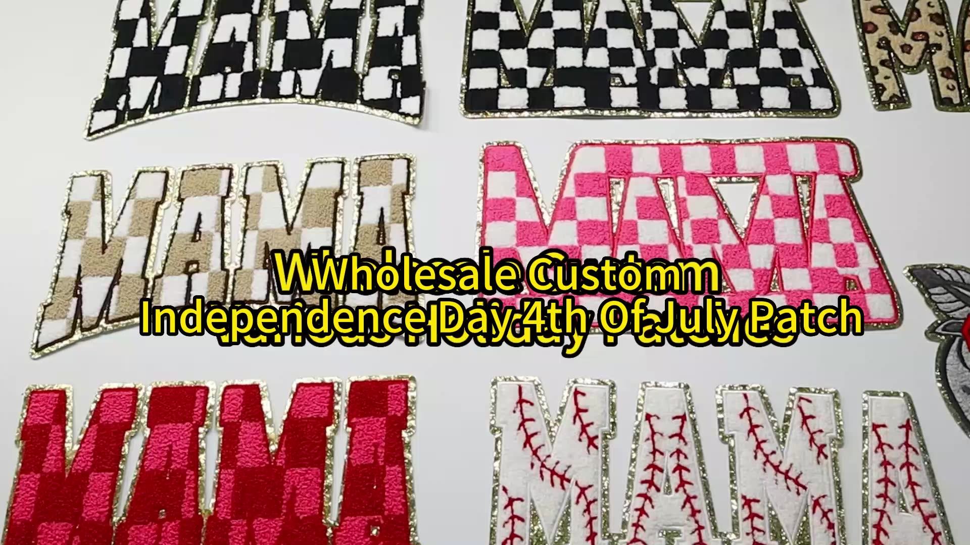 Wholesale Embroidery Glitter Holiday Mother Logo Patch Badge Iron On ...