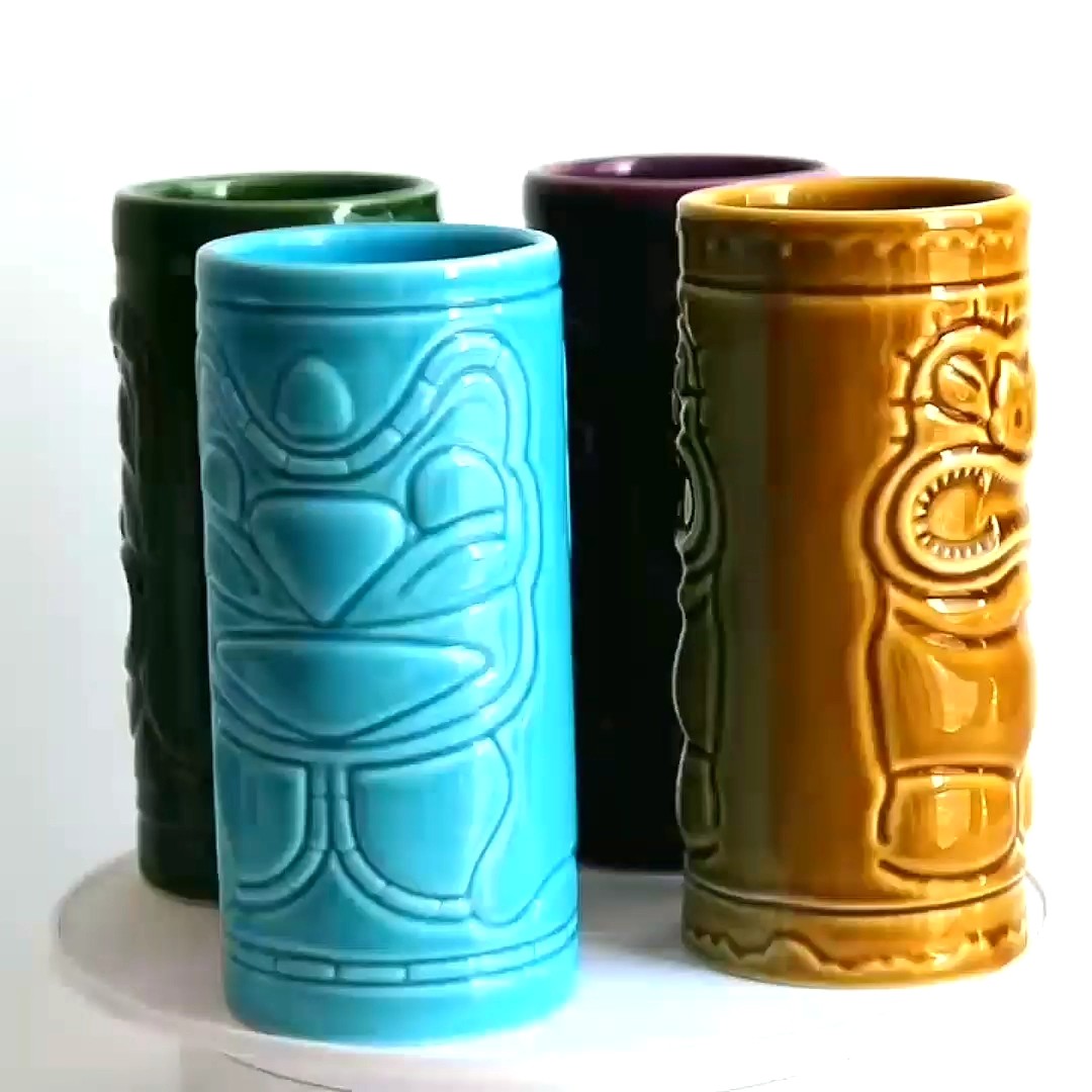 Ceramic 350ml Tiki Mug With Tiki Design For Bar Tiki Cocktail Custom ...