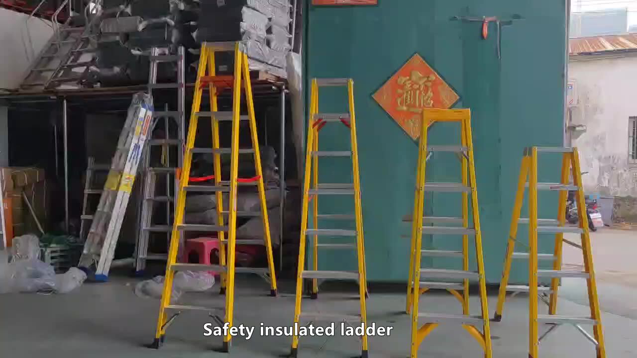 330lbs 4 Step Portable Fiberglass Platform Ladder Folding Industrial ...