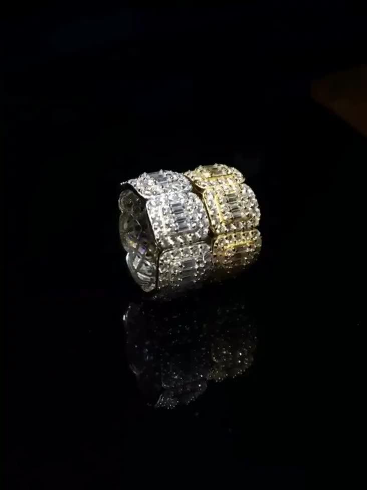 Hot Selling Hip Hop Ring Gold Mens Crystal Stone Unique Design Diamond ...