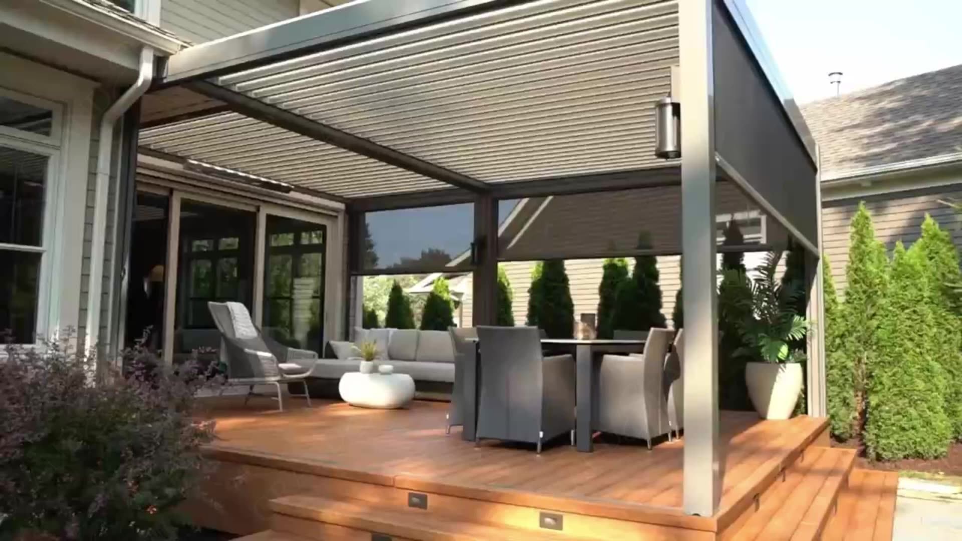 Luxury Patio Automatic Smart Cover Louver Roof System Waterproof Garden ...